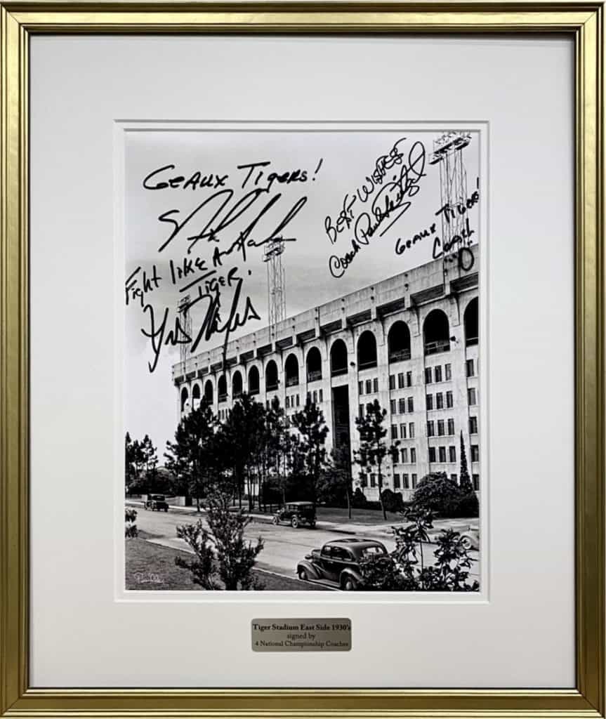 LSU Football Championship Coaches Signed Print - 1930 Tiger Stadium ...